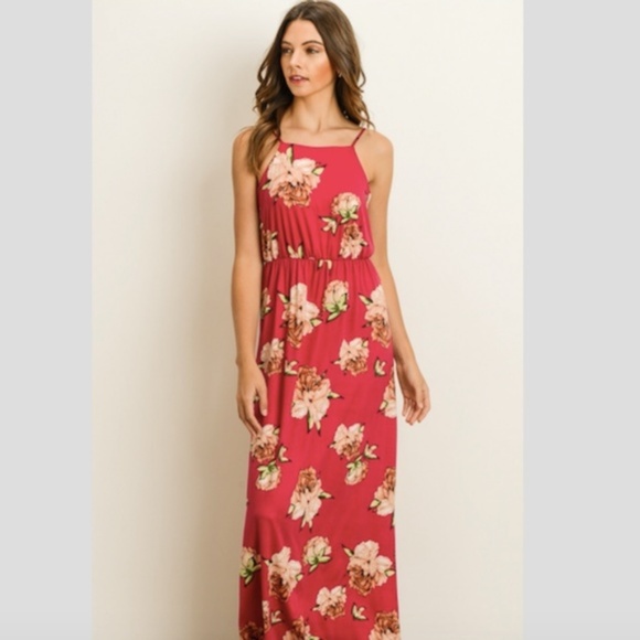 Gilli | Dresses | Gilli Bold Floral Magenta Strappy Maxi Dress Nwt ...